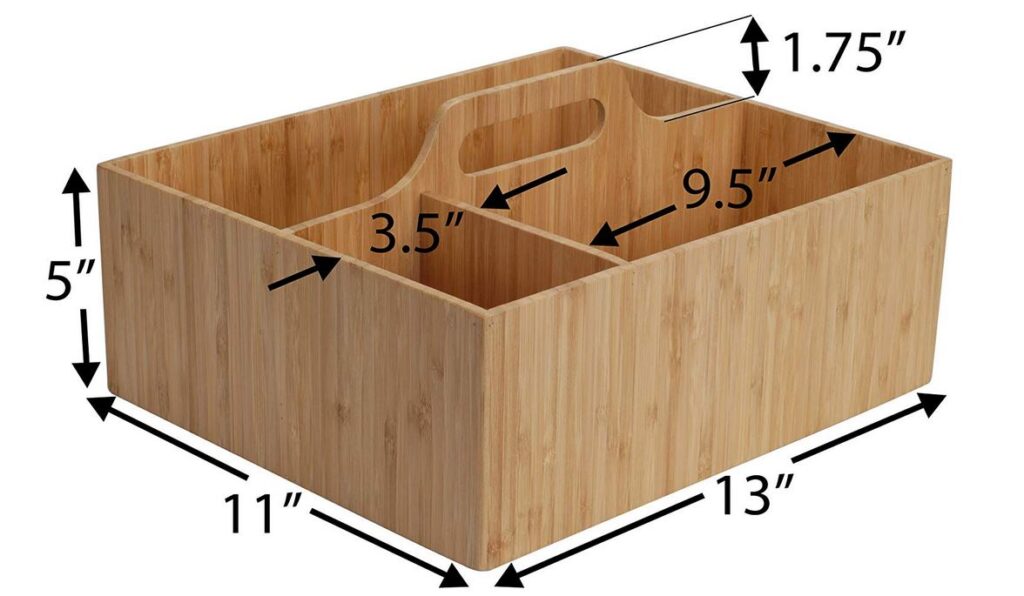 MobileVision Bamboo Multi-Purpose Caddy with Handle, 3 Sections, Sturdy ...